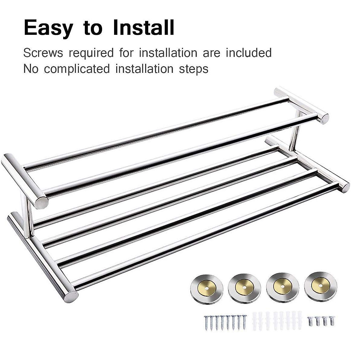 Casart 24'' Wall Mounted Towel Rack, Stainless Steel Towel Shelf, Modern Towel Holder for Kitchen, Bathroom and Hotel
