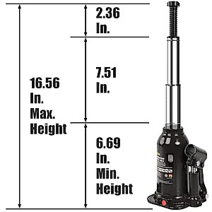 Torin 4 Ton (8,000 LBs) Double Ram Welded Hydraulic Car Bottle Jack for Auto Repair and House Lift, Black, ATH80402XB