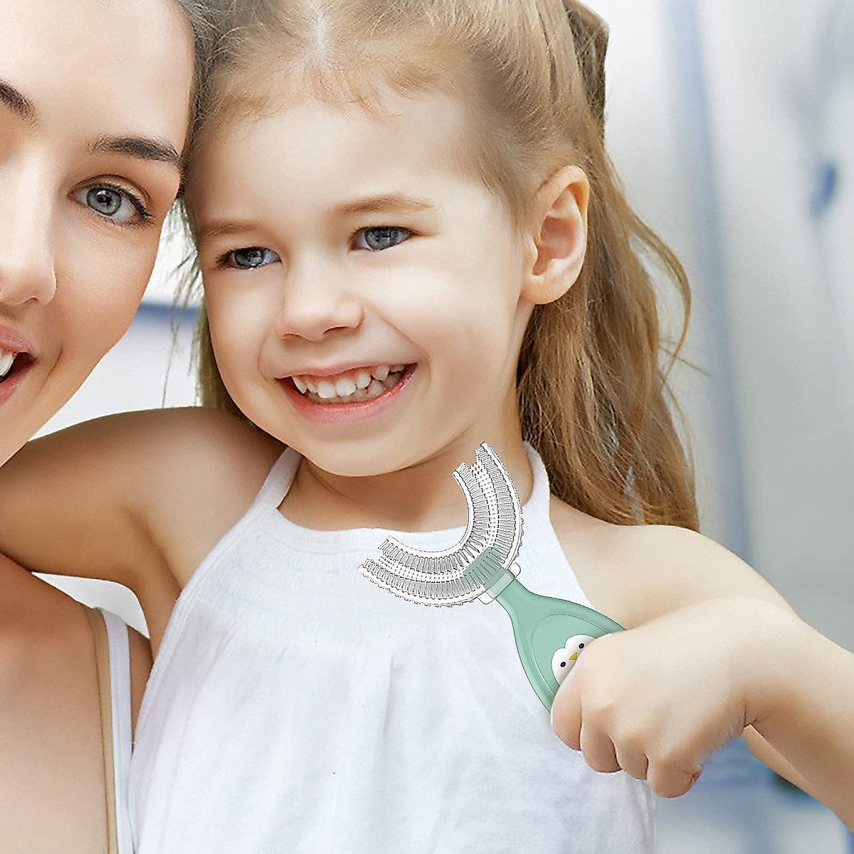 U Shaped Toothbrush l Kids Toothbrushes with Silicone Brush Head - Soft Manual Training Toothbrush, 360° Oral Teeth Cleaning Suitable for Ages 2-12 Years Old