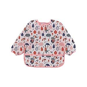 Haimoburg 3 Pcs Waterproof Long Sleeves Baby Bibs Weaning Smock Bib 3-24 Months