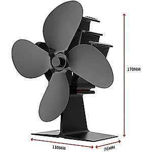 CXhome Heat Powered Stove Fan, 140°F/60°C Fast Start 4-Blade Wood Stove Fan, Eco Friendly Ultra Quiet Circulating Warm Air Saving Fuel Fireplace Fan for Wood/Log Burner/Fireplace
