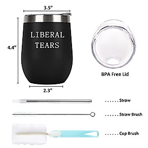GINGPROUS Liberal Tears Wine Tumbler, Conservative Republican Political Gifts Anti Liberal Merchandise Novelty Republicans Conservatives Christmas Gifts, 12 oz Stainless Steel Wine Tumbler, Black