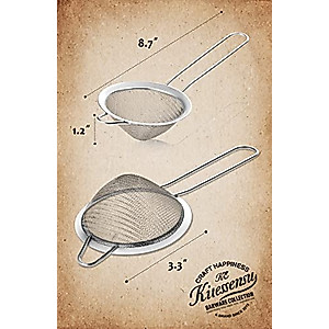 KITESSENSU Fine Mesh Strainer, 18/8 Stainless Steel Small Mesh Strainer with Handle, 3.3 Inch Effective Cone Shaped Cocktail Strainer for Cocktails, Tea Herbs, Coffee, Drinks and Spices