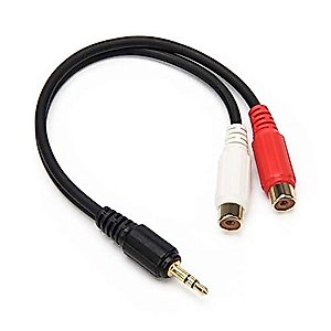 AHIER 3.5mm Gold 1/8 Stereo Mini Jack Male to 2 Female RCA Adapter Audio