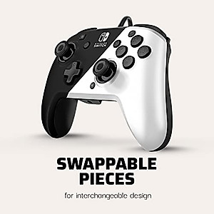 PDP Gaming Faceoff Deluxe+ Wired Switch Pro Controller - Officially Licensed by Nintendo - OLED Model- Black/White - Nintendo Switch