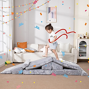 LOAOL Kids Couch Glow Toddler Couch, Modular Kids Couch for Playroom, Foam Play Couch Sofa Imaginative Playset for Boys Girls, Convertible Toddler Sofa Floor Cushion, Kids Play Couch