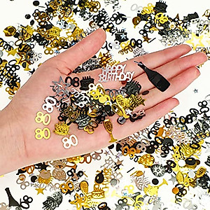 3000 Pieces Table Confetti Happy Birthday Confetti Table Confetti Birthday Cake Confetti Foil Metallic Sequins Confetti for Table Cake Party Decoration Anniversary DIY Craft Supplies (80th)