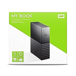 Western Digital 8TB My Book Desktop External Hard Drive, USB 3.0, External HDD with Password Protection and Backup Software - WDBBGB0080HBK-NESN