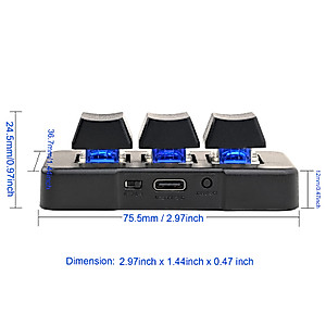 iKKEGOL Mini USB Type C Wired 3 Key Mechanical Keypad 9 Keys Fully Progammable Macro Gaming Keyboard,One- Handed Control RGB Light HID Pad (Black)