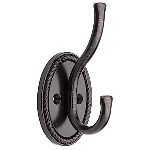 Roped Edge Design Coat and Hat Hook, Venetian Bronze, Packaging May Vary