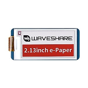 waveshare 2.13inch E-Ink Display HAT Compatible with Compatible with Raspberry Pi 5/4B/3B/Zero/Zero W/Zero 2W/Pico/Pico W/Pico WH, 212x104 Resolution Three-Color SPI Interface