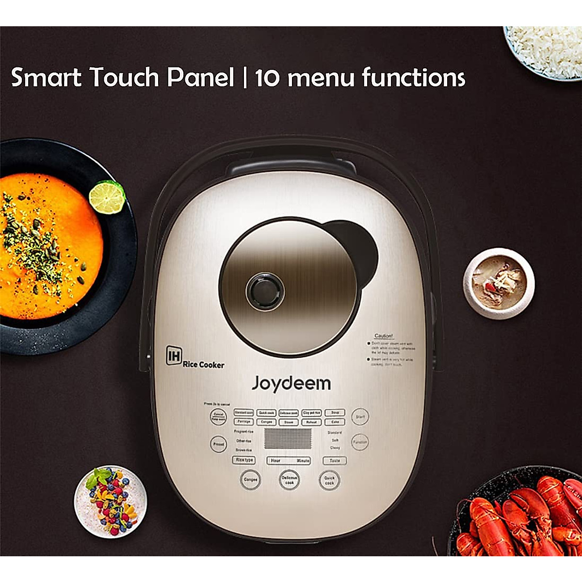 Joydeem Induction Heating System Rice Cooker 8 Cup & Joydeem Smart Automatic Lift Electric Hot Pot 4L