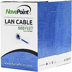 NavePoint CAT6 Ethernet Cable - CCA Bulk CAT6 Cable 500ft Ethernet Cable, 550MHz, 23AWG 4 Pair, Unshielded Twisted Pair (UTP), Solid Blue