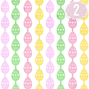 xo, Fetti Easter Decorations Pastel Egg Foil Fringe Curtain - Set of 2 | Easter Egg Party Bunny Decorations, Photo Booth Backdrop, Pastel Spring Kids Party, Spring Baby Shower