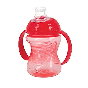 Nuby Two-Handle No-Spill Super Spout Grip N' Sip Cup, 8 Ounce, Single pack of 1 Cup, Colors May Vary