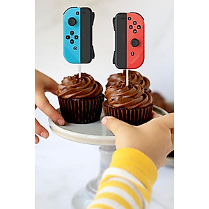 Video Game Cupcake Toppers 24PCS,Switch Game Controller Theme Cupcake Decorations,Birthday Cake Decorations Picks for Boys Gaming Themed Birthday Party