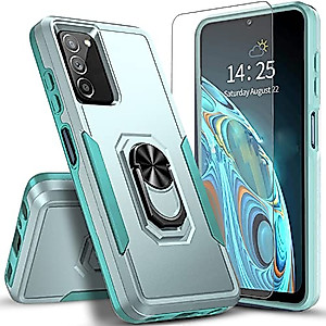 Circlemalls Samsung A03S Case, Galaxy A03S Case, [NOT FIT A03 CORE] with [Tempered Glass Screen Protector Include] Military Grade 12 ft Drop Test Shockproof W/Ring Holder Kickstand Phone Cover-Teal
