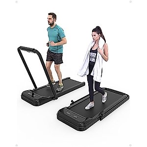 GARVEE 2-in-1 Treadmill, [2.25 HP] [0.6-6.2 MPH] for Running Walking, Folding Treadmill with Real-time Workout Data on LCD Display, Under Desk Treadmill for Apartment Office Home Workout- Black