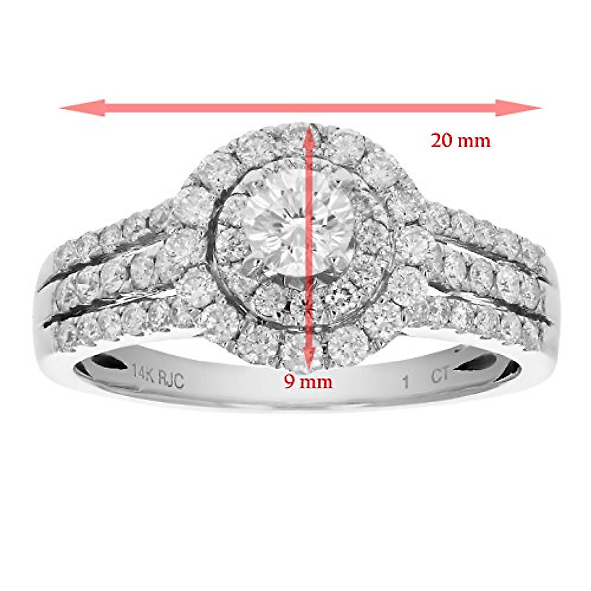 Vir Jewels 1 cttw Diamond Engagement Ring 14K White Gold Halo Style Round Bridal Wedding Size 7