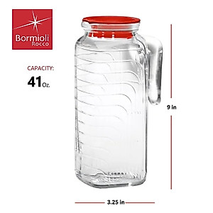 Bormioli Rocco Gelo Jug with Red Lid, 41-Ounce