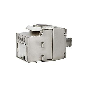 Elite Cat8 Shielded Keystone Jack, 40Gb (40 Gigabit), 180 Degrees, UL Listed, ETL Verified, RoHs/TAA Compliant, Auto Cover (5 Pack)