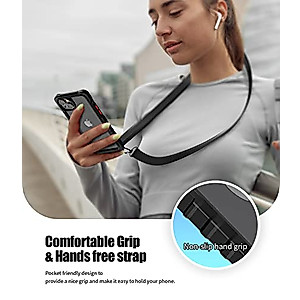 GOOSPERY Z Bumper 360° Sturdy Kickstand Ring Holder Crossbody Compatible with iPhone 14 Plus Case [Strap Included] Dual Layer Structure TPU EdgeClear Cover with Strap, Black