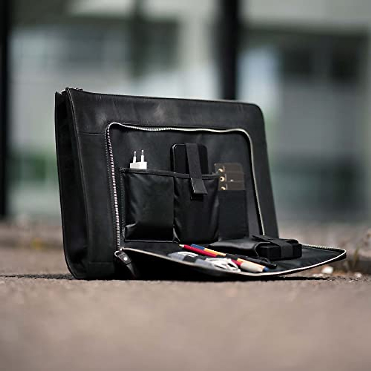 DONBOLSO Laptop Sleeve London I 13.3 Inch Genuine Leather Notebook Briefcase for Men & Women I Up to 14 Inch Protective Case I Vintage Black