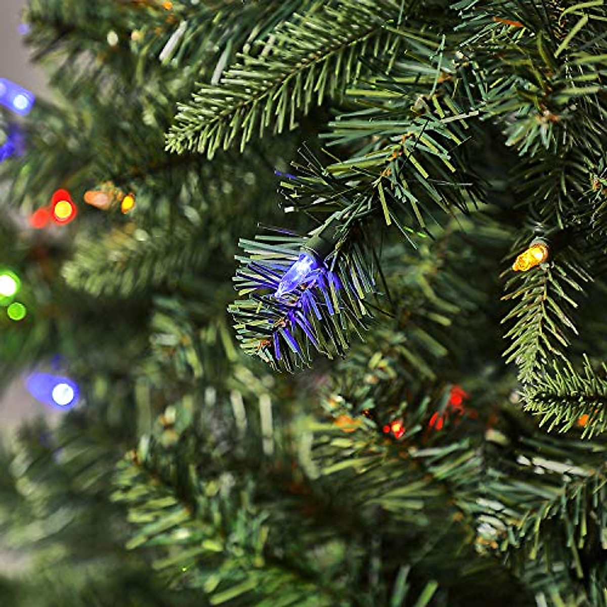 Evergreen Classics 6.5 ft Pre-Lit Vermont Spruce Quick Set Artificial Christmas Tree, Remote-Controlled Color-Changing LED Lights