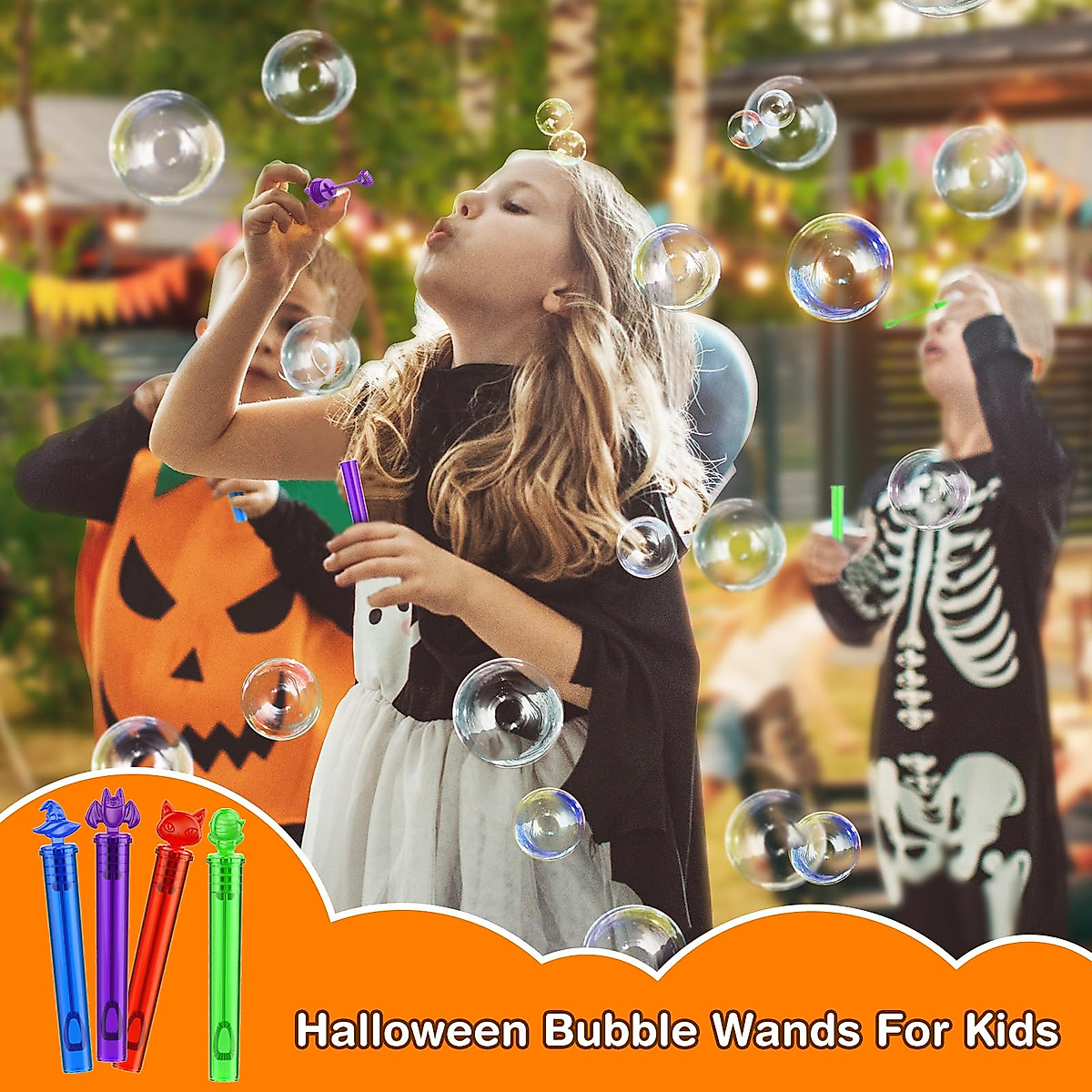 OleFun 200 Pcs Halloween Bubble Wands, Bulk Halloween Party Favors for Kids, Ideal Halloween Goodie Bag Stuffers, Treat Bags Fillers, School Classroom Prizes