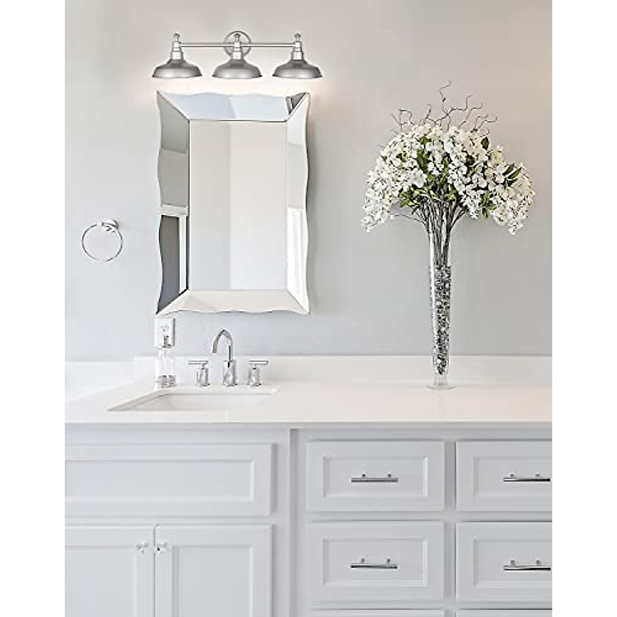 Design House 520312 Kimball Industrial Farmhouse 3-Light Indoor Bathroom Vanity Light with Metal Shades for Over the Mirror, Galvanized Paint