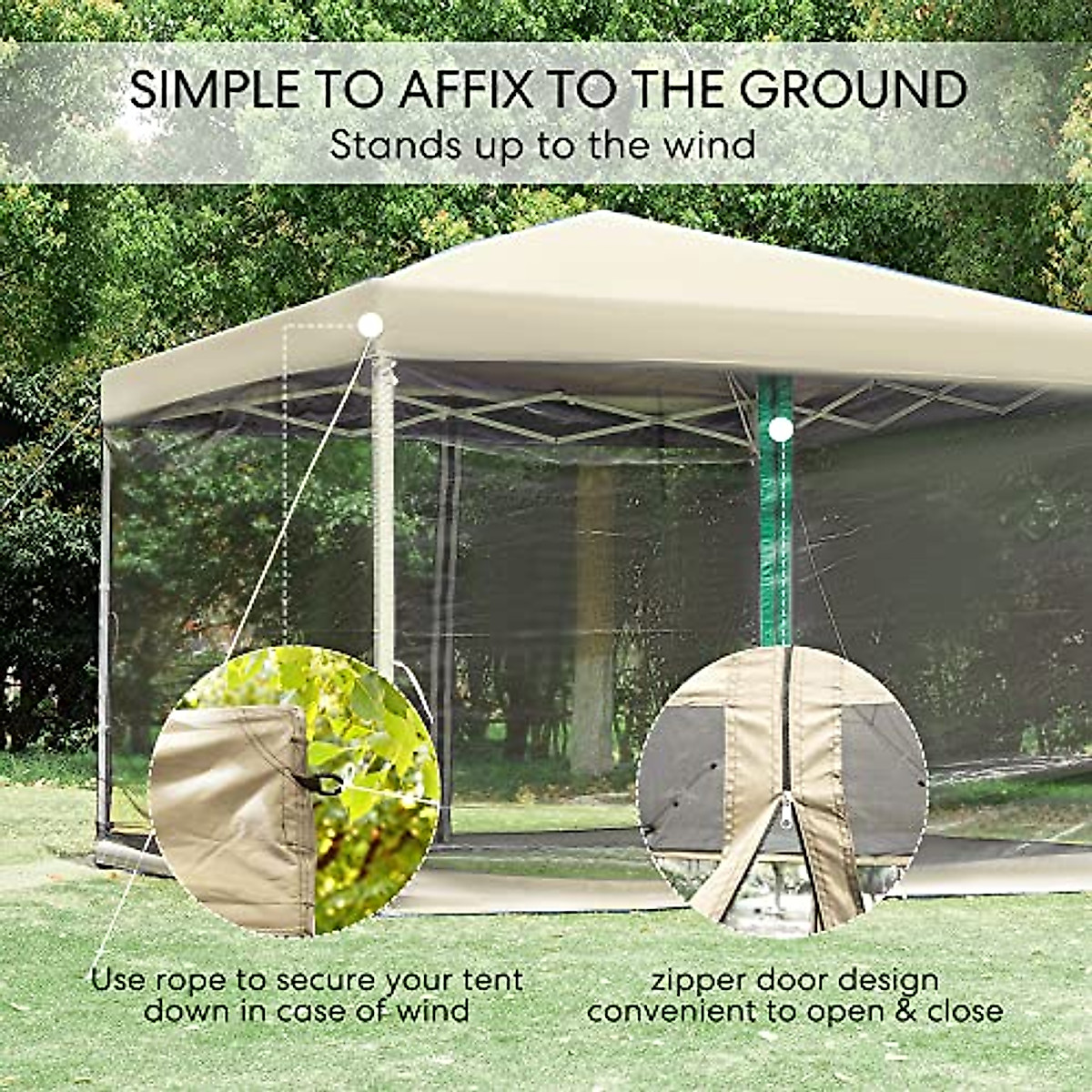 VIVOHOME 210d Oxford Easy Pop Up Canopy, 8x8 Outdoor Screen Tent with ...