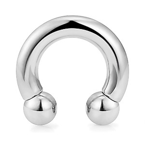 Yaalozei 0G Spetum Rings Ear Gauges Earrings Plug Tunnel Streching Piercing Kit Surgical Stainless Steel Horseshoe Barbell Prince Albert Nose PA Cartilage Earring Ring Piercing Jewelry Women Men 16mm