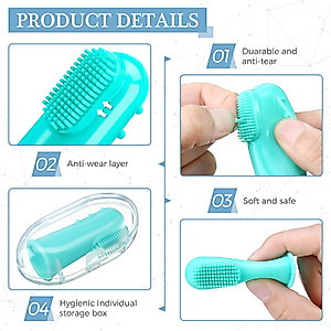 Zopeal 8 Sets Baby Finger Toothbrush for Toddler Kids Silicone Soft Finger Toothbrush for Infant Toddler Training Teething Oral Cleaning Massaging