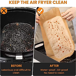 Air Fryer Liners, 100PCS Disposable Rectangle Air Fryer Parchment Paper Liners for All 8QT-10QT Dual Basket Fryer, 8.6''x5.5'' Baking Paper, Air Fryer Accessories for Ninja DZ201 DZ401(Free Oil Brush)