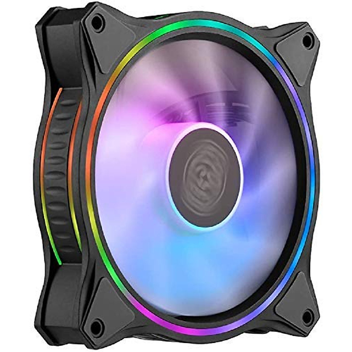 Cooler Master MasterFan MF140 Halo Duo-Ring Addressable RGB Lighting 140mm Fan, Absorbing Rubber Pads, PWM Static Pressure for 5V 3-Pin ARGB,NOT Work with 4-pin RGB or RGB+12V (Gen-2 MF140 Halo)
