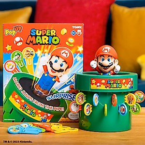 TOMY Pop Up Super Mario Board Game - Family and Preschool Kids Games for Family Game Night - Kids Activities and Super Mario Toys - Girls and Boys Games - 2-4 Players - Ages 4 Years and Up