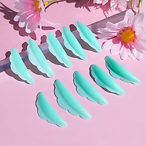 Libeauty Lash Lift Rods, Lash Lift Pads, Green Reusable Eyelash Perming Curler Shield Pads, 5 Size 10 Pcs, with Premium PU Storage Case for Perfect Lash Lifting