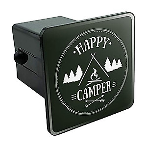 Happy Camper with Campfire Tow Trailer Hitch Cover Plug Insert 2"