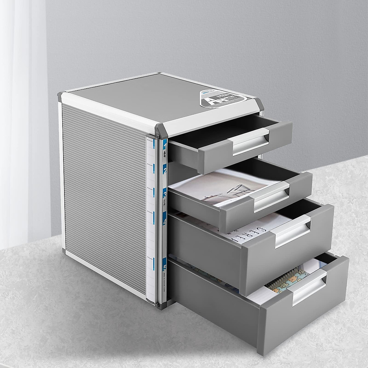 DDBESSIC File Cabinet, 5 Drawer Lateral Filing Cabinet with Lock Desk Cabinet Storage Home Office Lockable Desk Storage Organizer with Drawers