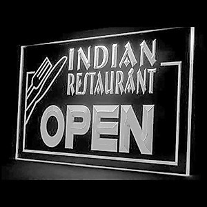 110044 Indian Restaurant Open Curry Food Cafe Decor Display LED Light Neon Sign (12" X 8", White)