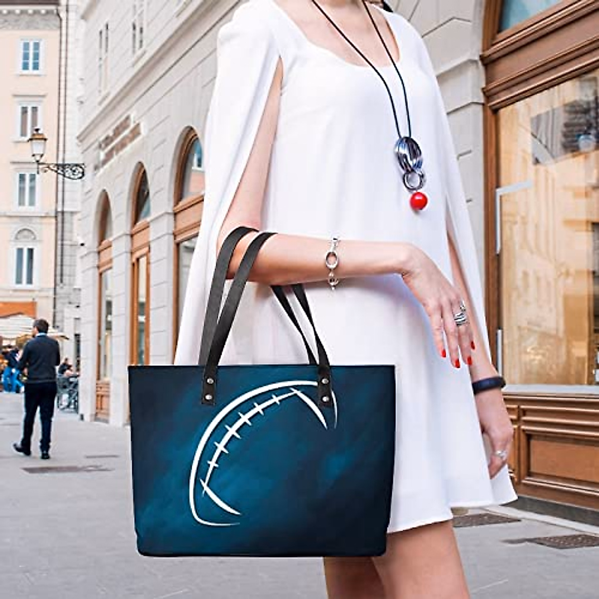 Womens Handbag Football Leather Tote Bag Top Handle Satchel Bags For Lady