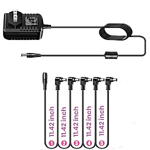 Pigtone Guitar Pedal Power Supply Adapter 9V DC 1A(1000mA) Tip Negative 5 Way Daisy Chain Cables for Effect Pedal