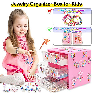 FOVRPUIB Charm Bracelet Making Kit,Toys for Girls Art Supplies Beads for Bracelets,Girls Toys Age 6-8 Years Old Friendship Bracelet Kit with Rings,Kids Toys for 6 7 8 9 Year Old Girls