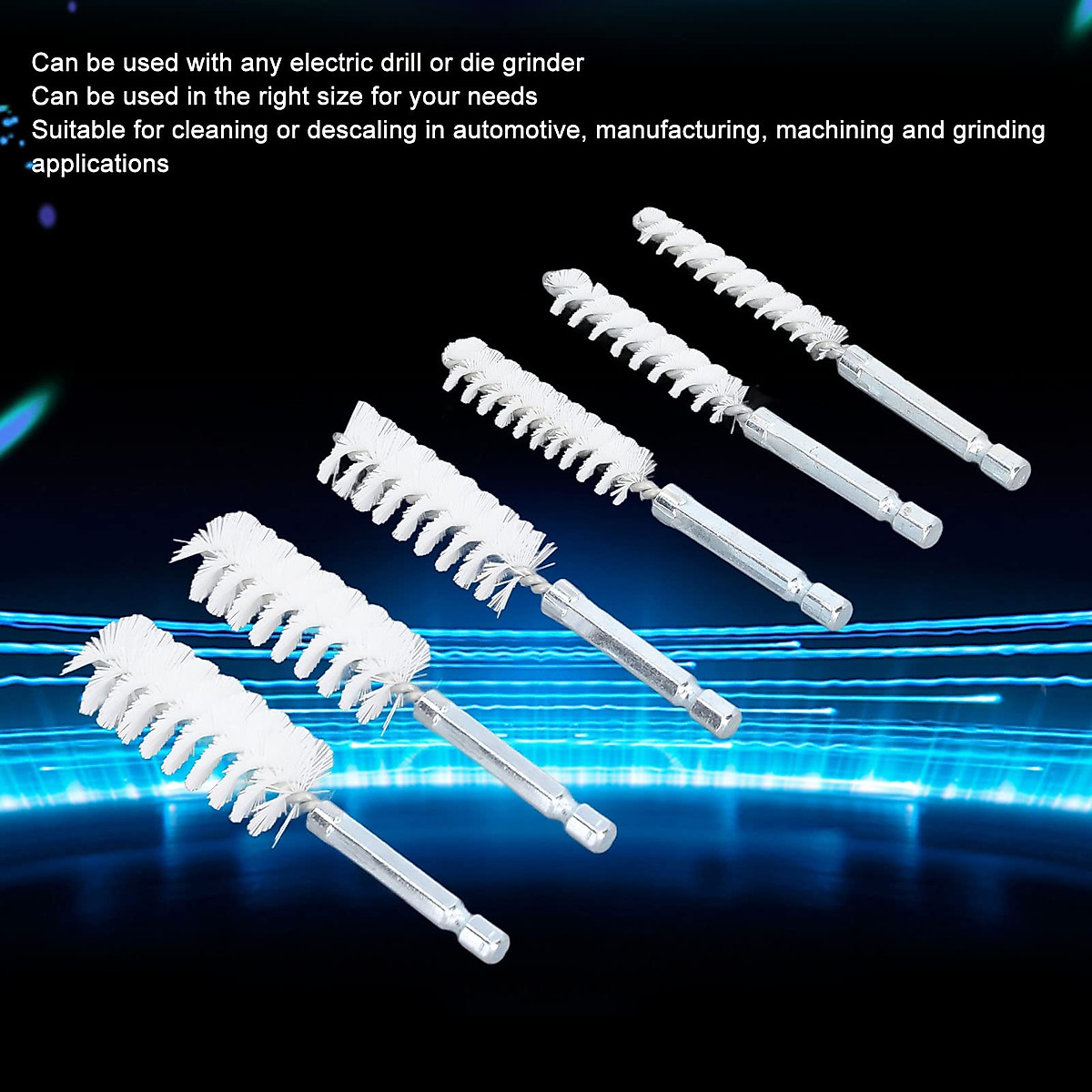 6PCS Hole Cleaning Brushes Bore Brush for Drill Twisted Wire Cleaning Brush Power Drill Cleaning Wire Brush with 1/4in Hex Shank for Power Drill Impact Driver (Nylon (White)) ﻿