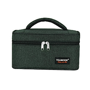 TEAMOOK Small Lunch Bag Mini Lunch Box Insulated Portable for Adults Men Women Work with Handle Black