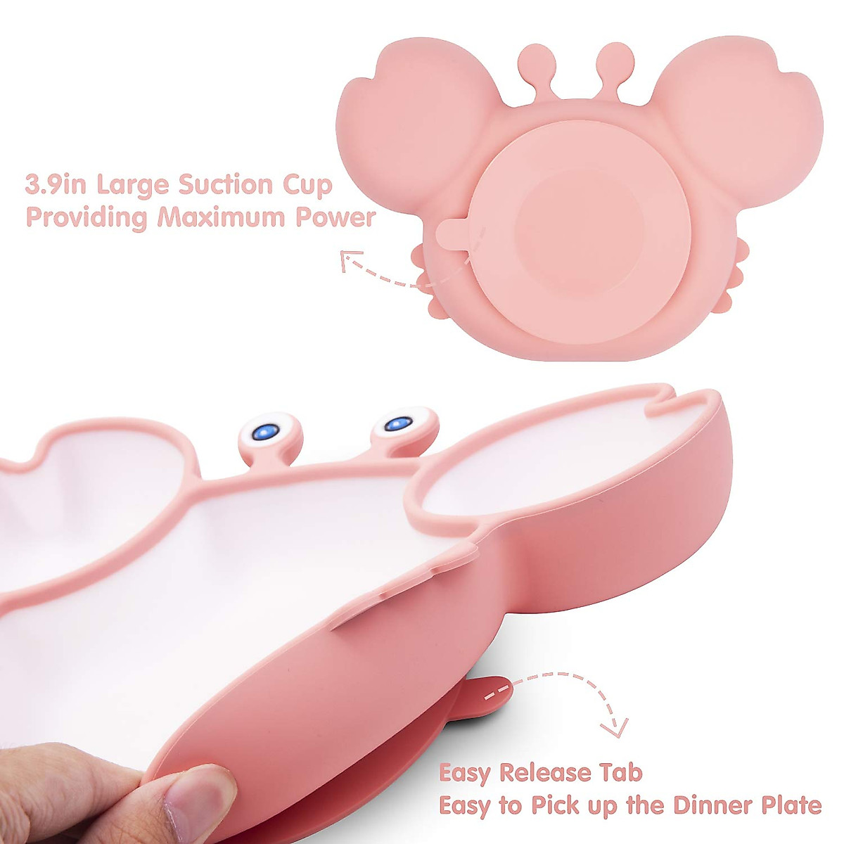 Qshare Toddler Plate, Portable Baby Plates for Toddlers and Kids, BPA-Free Strong Suction Plates for Toddlers, Dishwasher & Microwave Safe Silicone Placemat 9x6x1.4 inch