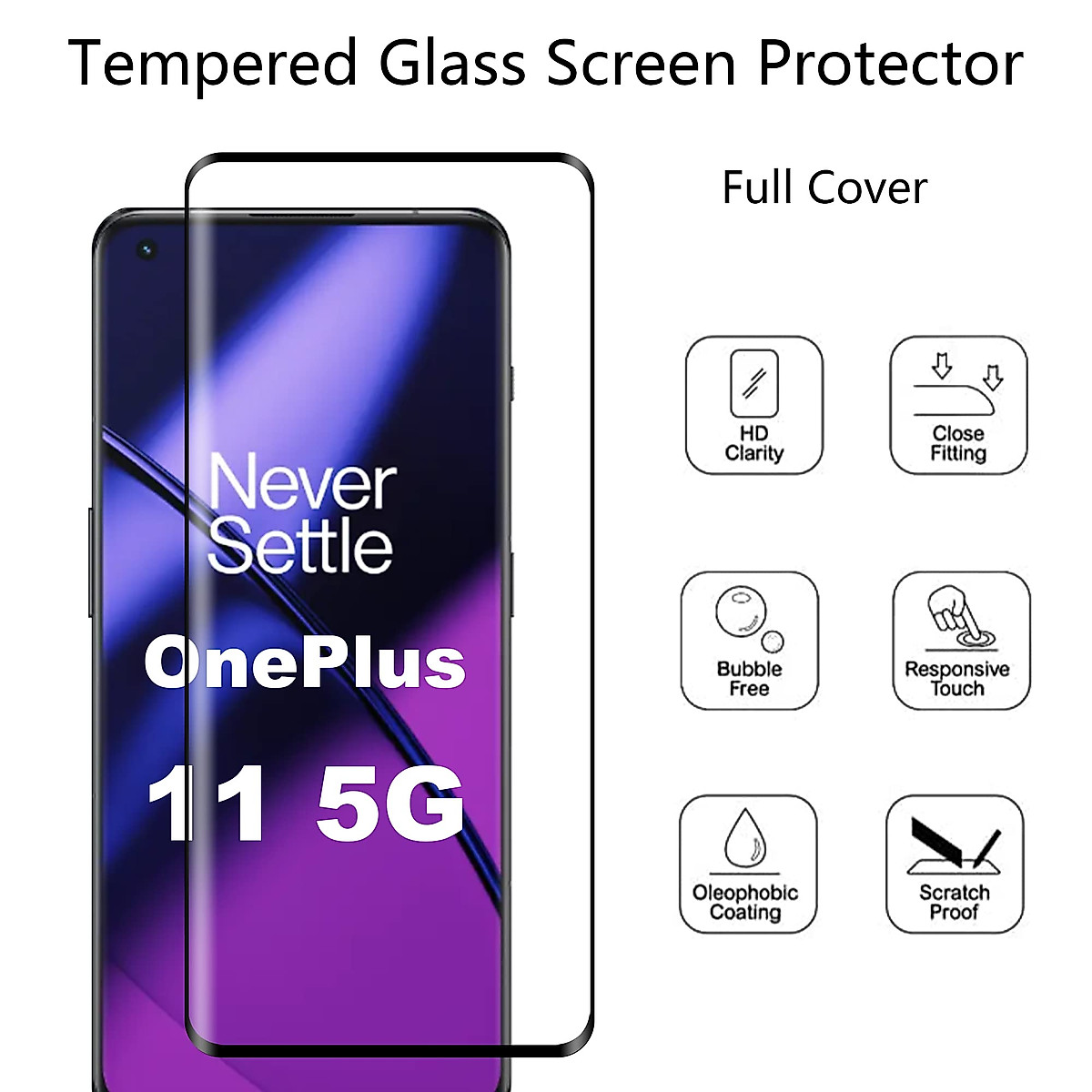 zZjoOoj For Oneplus 11 Screen Protector 6.7 inch with Camera Lens Protector, 9H Hardness HD Scratch Resistance [Fingerprint Sensor Compatible] [3D Tempered Glass]【2+2 pcs】