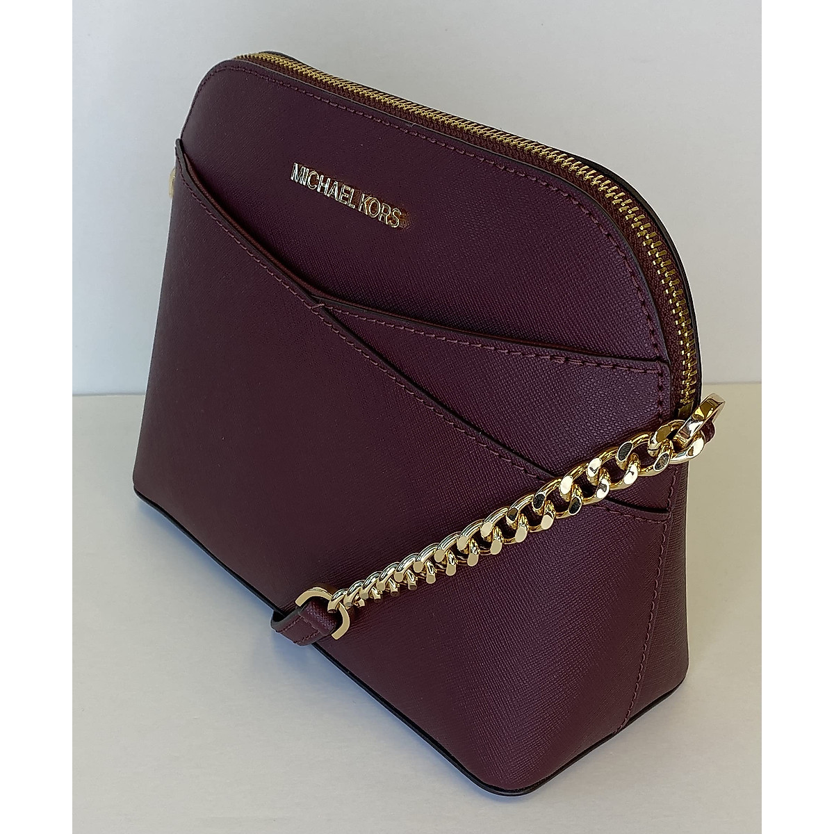 Michael Kors MICHAEL Michael Kors Jet Set Travel MD Dome XCross Crossbody bundled with SM TZ Coinpouch Purse Hook (Merlot)