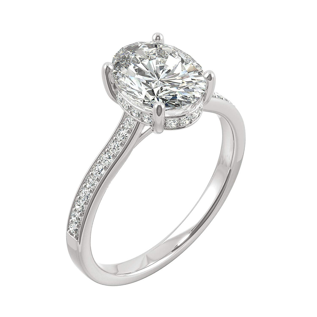 14K White Gold Moissanite by Charles & Colvard 9x7mm Oval Engagement Ring-size 7 2.37cttw DEW