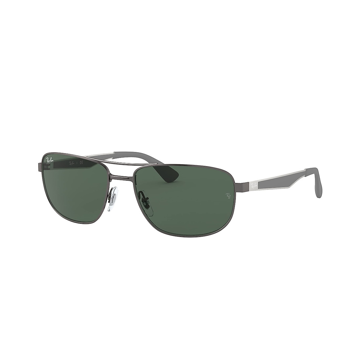 Ray-Ban Men's RB3528 Square Sunglasses, Matte Gunmetal/Dark Green, 61 mm